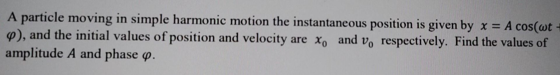 Solved A particle moving in simple harmonic motion the | Chegg.com