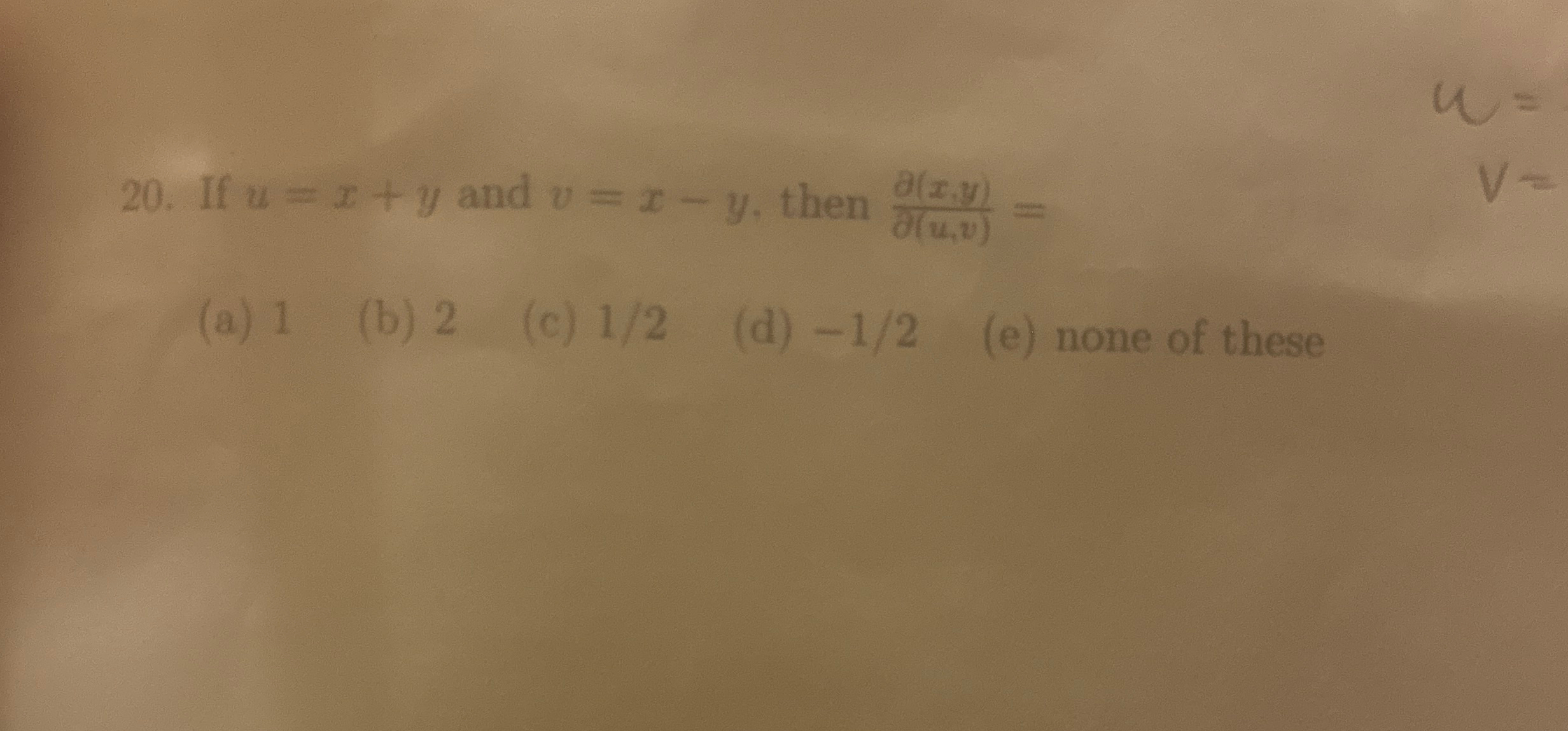 Solved If u=x+y ﻿and v=x-y, ﻿then | Chegg.com