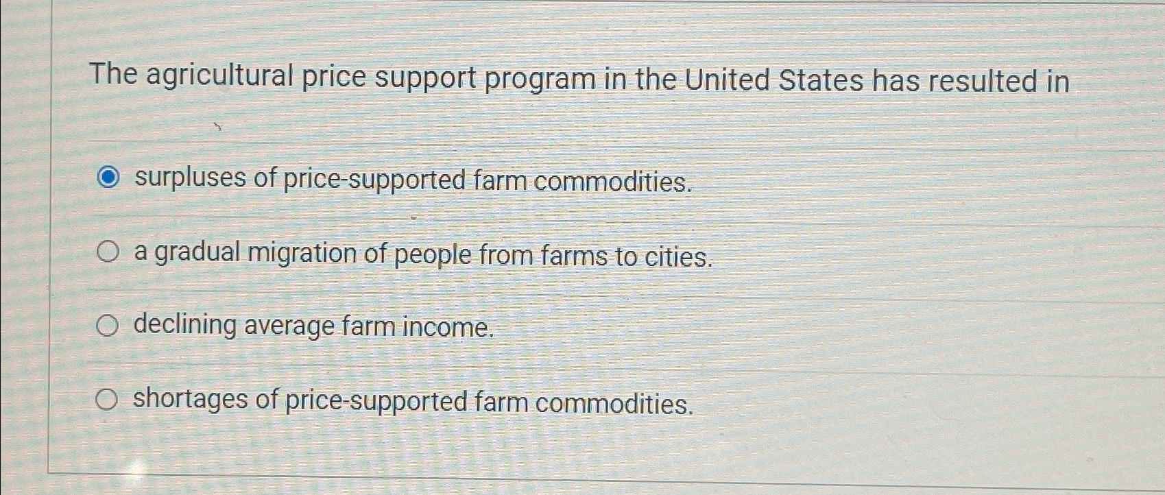 Solved The agricultural price support program in the United | Chegg.com