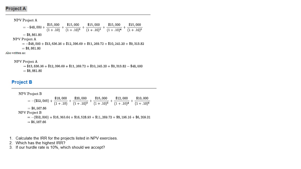 Solved Project ANPV Project | Chegg.com
