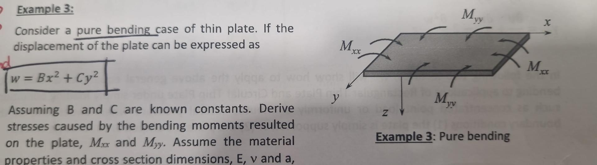 Solved O Example 3: Consider a pure bending_case of thin | Chegg.com