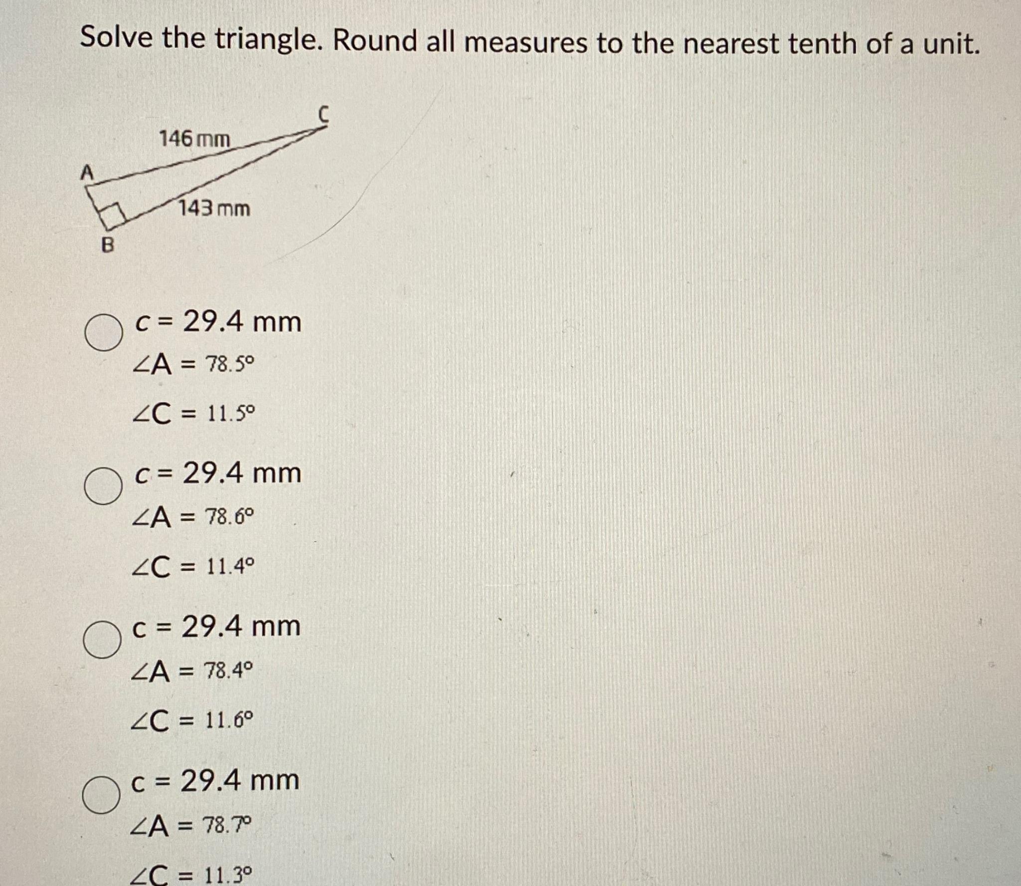 Solved Solve the triangle. Round all measures to the nearest | Chegg.com