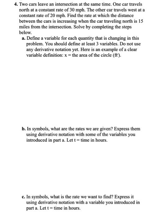 solved-4-two-cars-leave-an-intersection-at-the-same-time-chegg