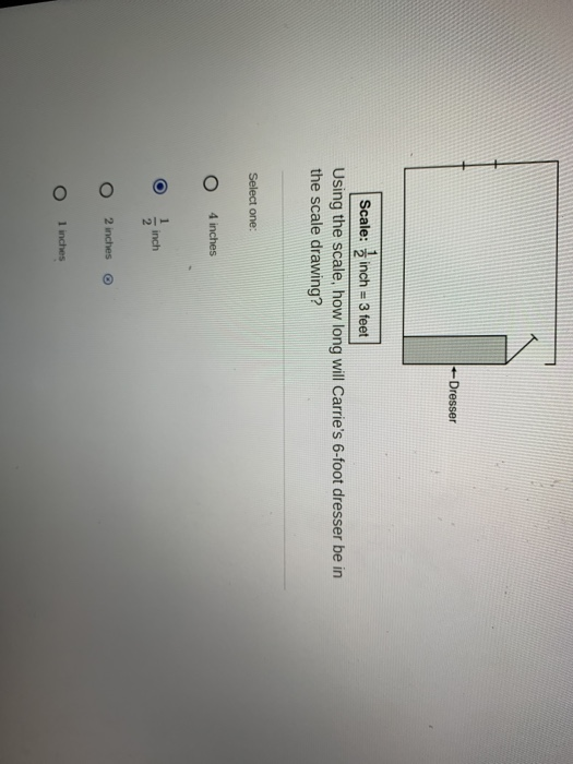 Solved +Dresser Scale: 3 inch = 3 feet Using the scale, how | Chegg.com