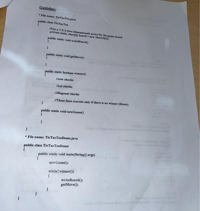 Solved Define a class called TicTacToe. An object of type | Chegg.com