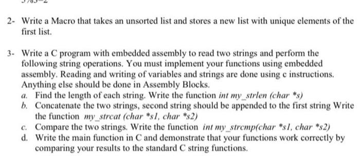 Solved 2- Write a Macro that takes an unsorted list and | Chegg.com