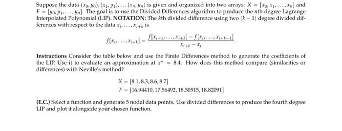 Solved Suppose the data (x0,y0),(x1,y1),…(xn,yn) is given | Chegg.com