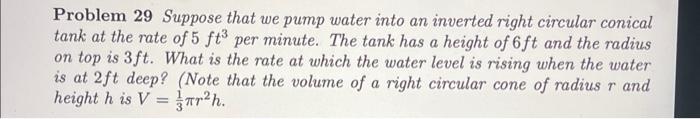 Solved Problem 29 Suppose that we pump water into an | Chegg.com
