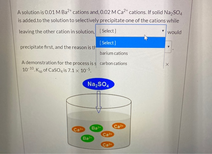 Solved A solution is 0.01 M Ba2+ cations and, 0.02 M Ca2+ | Chegg.com