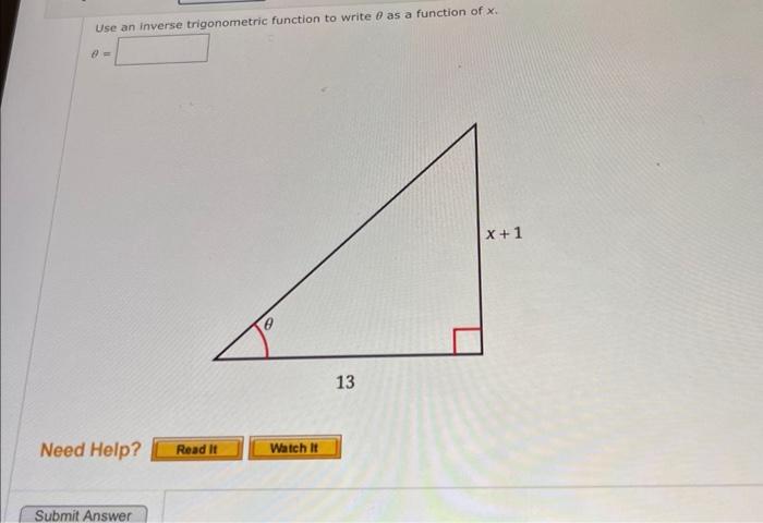 Solved Use An Inverse Trigonometric Function To Write θ As A