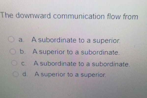 Solved The downward communication flow froma. ﻿A subordinate | Chegg.com