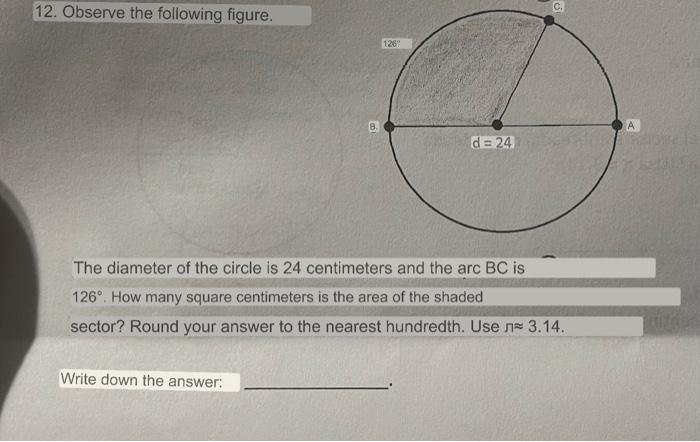 Solved The diameter of the circle is 24 centimeters and the | Chegg.com
