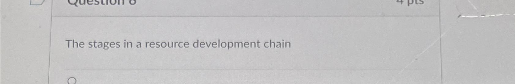 Solved The stages in a resource development chain | Chegg.com