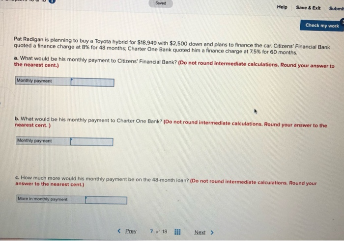 Solved Saved Help Save & Exit Submit Check my work Pat | Chegg.com