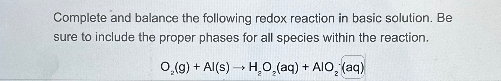 Solved Complete and balance the following redox reaction in | Chegg.com