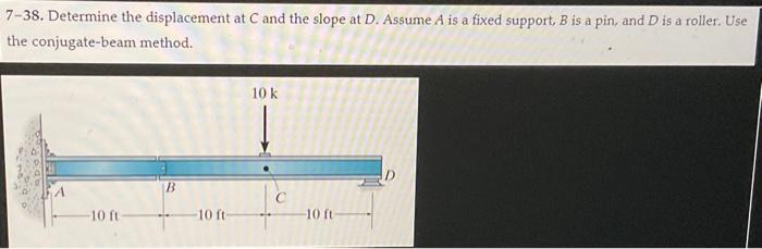 Solved 7-38. Determine the displacement at C and the slope | Chegg.com