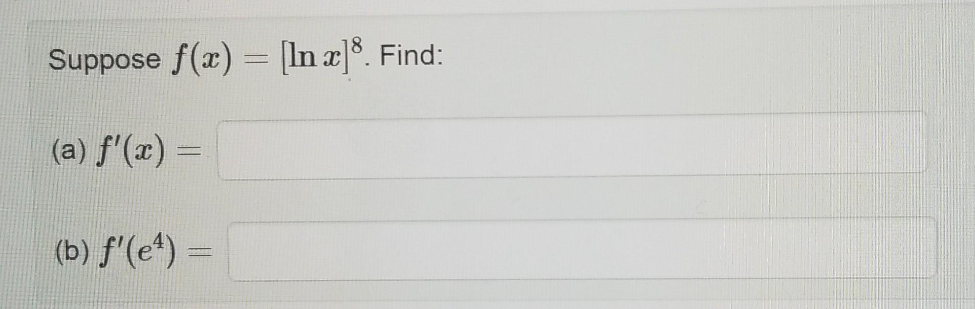 Solved Suppose f(x)=2xlog5(x). Fir f′(x)= Note: Enter | Chegg.com