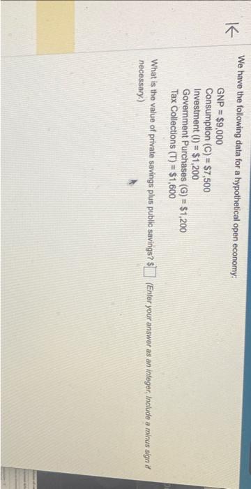 Solved We have the following data for a hypothetical open | Chegg.com