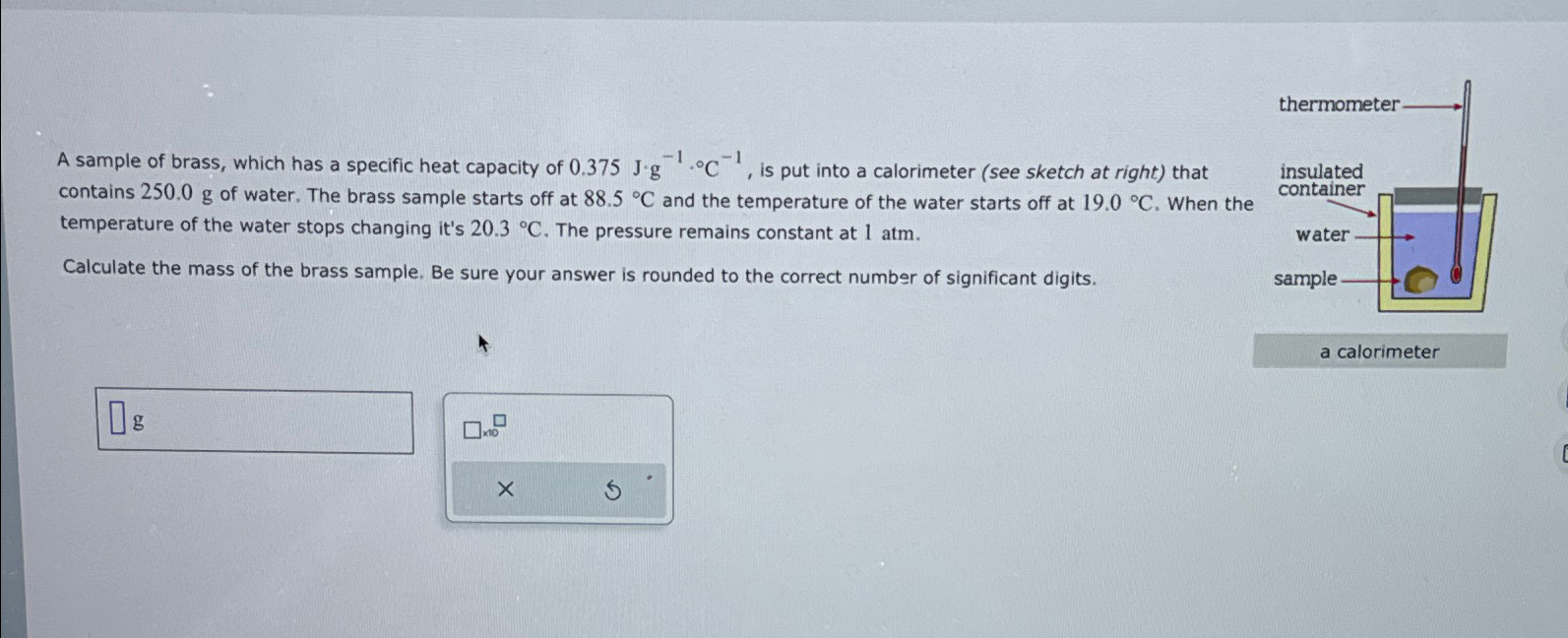 Solved A sample of brass, which has a specific heat capacity | Chegg.com