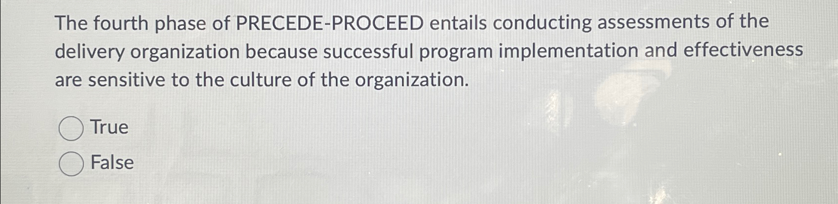 Solved The fourth phase of PRECEDE-PROCEED entails | Chegg.com