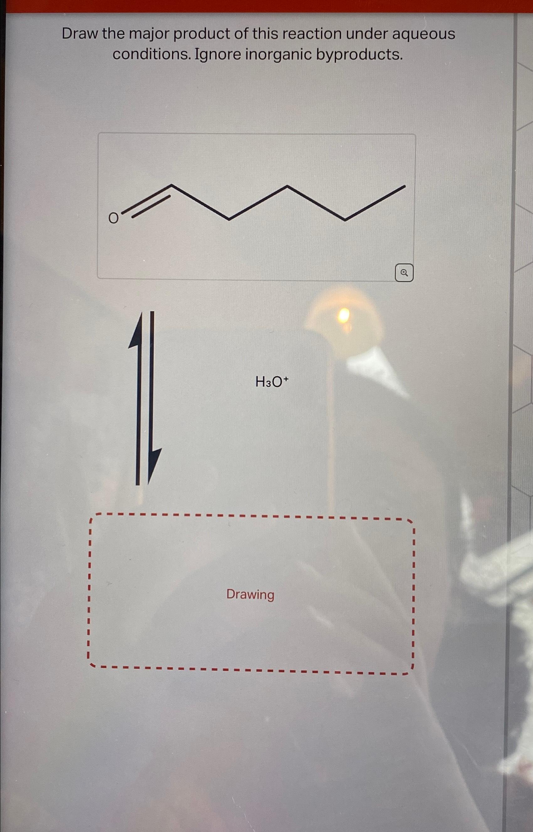 Solved Draw the major product of this reaction under aqueous | Chegg.com