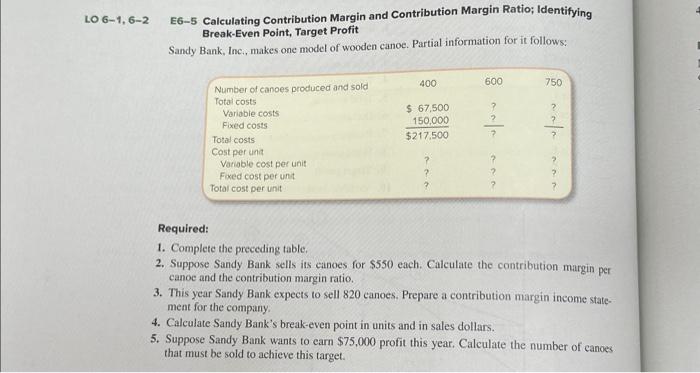 Solved E6-5 Calculating Contribution Margin and Contribution | Chegg.com
