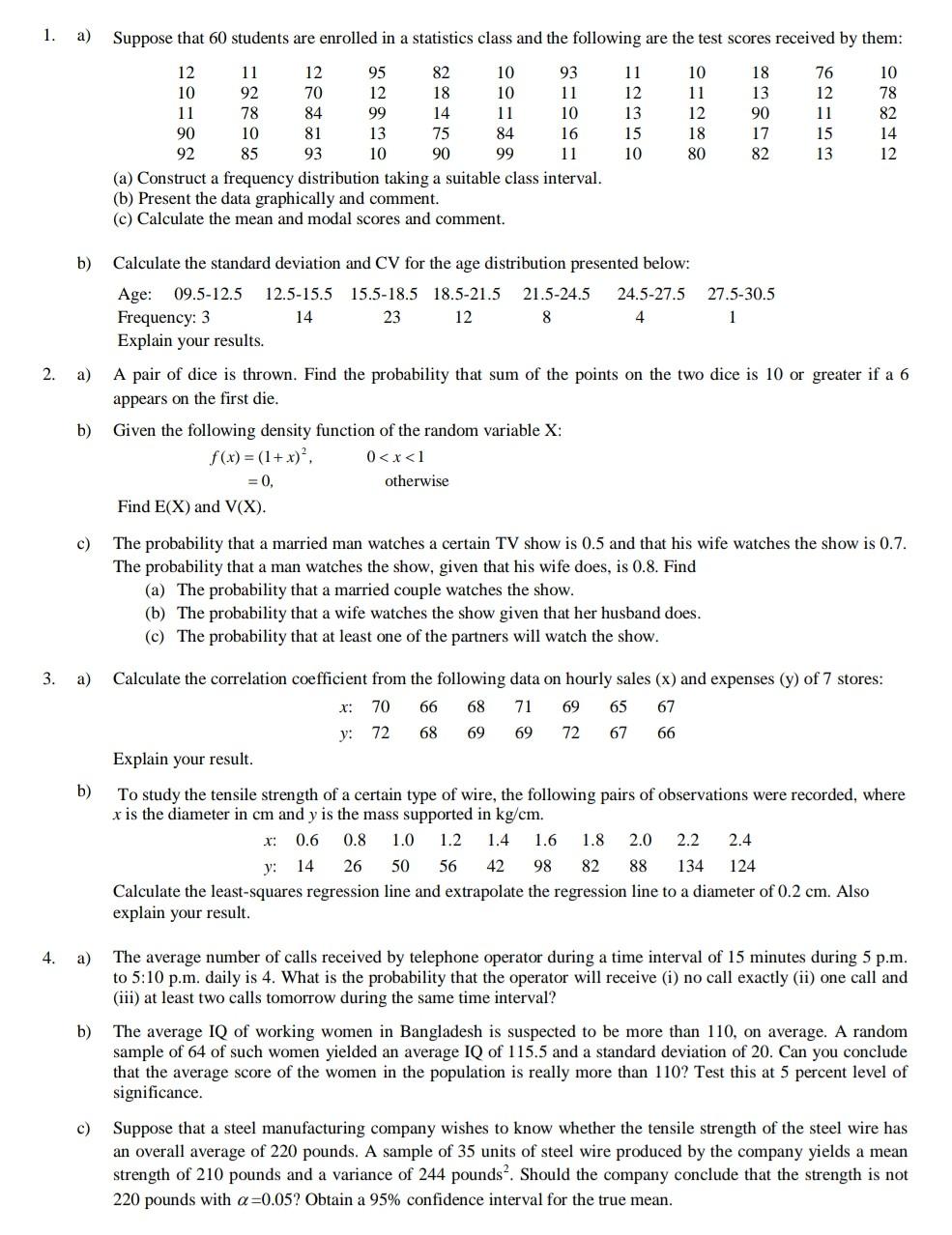 Solved 1. a) Suppose that 60 students are enrolled in a | Chegg.com