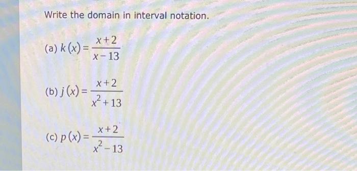 Solved Write the domain in interval notation. (a) | Chegg.com