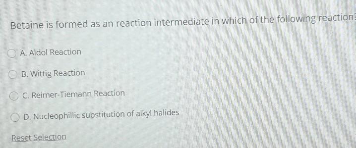 Solved Betaine is formed as an reaction intermediate in | Chegg.com