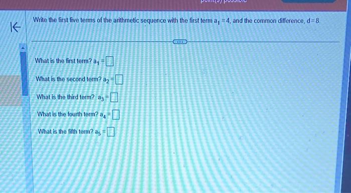 Solved Write the first five terms of the arithmetic sequence | Chegg.com
