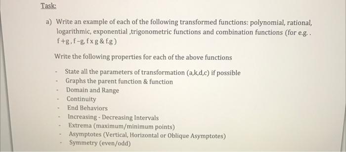 Solved a) Write an example of each of the following | Chegg.com