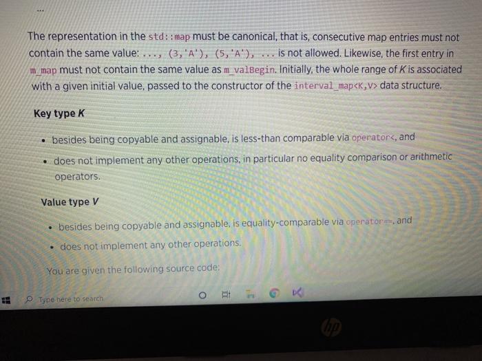 Solved Task Description interval_map is a data structure | Chegg.com