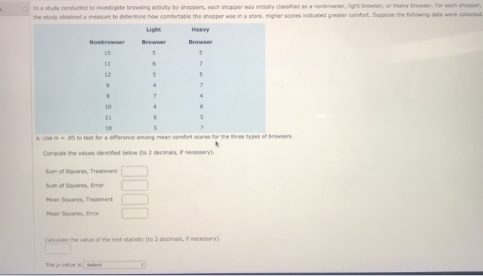 Solved in a study conducted to investigate browsing activity | Chegg.com