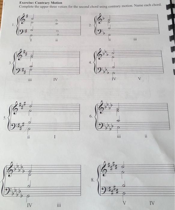 Exercise: Contrary Motion Complete the upper three | Chegg.com