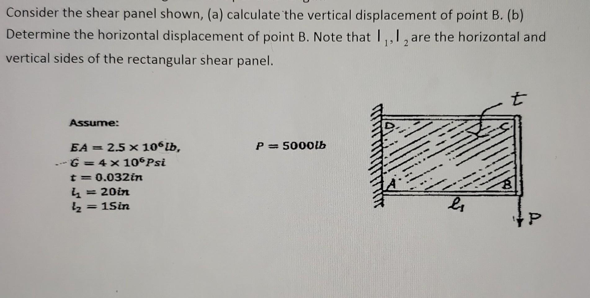 Solved Consider the shear panel shown, a) calculate the | Chegg.com