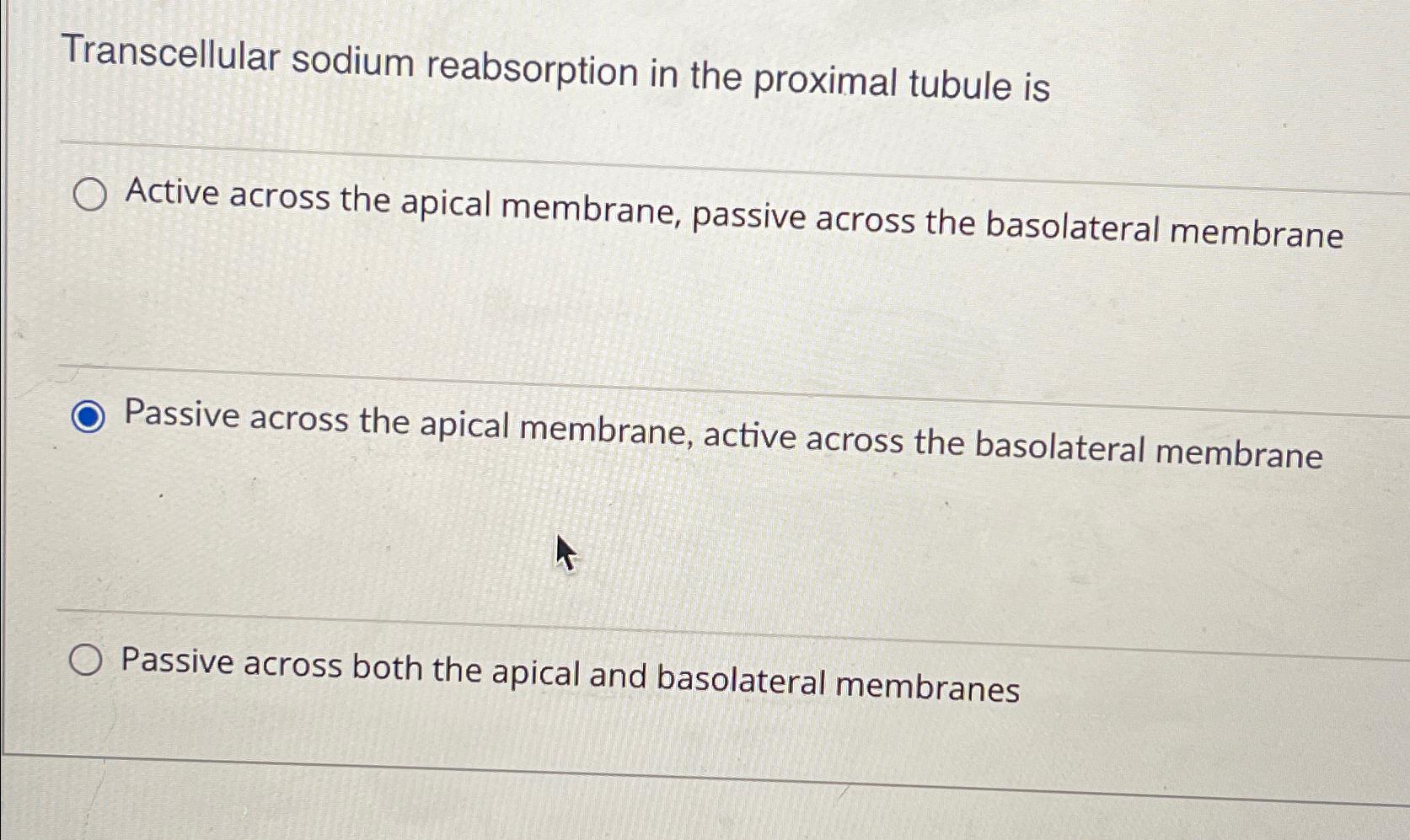Solved Transcellular sodium reabsorption in the proximal | Chegg.com