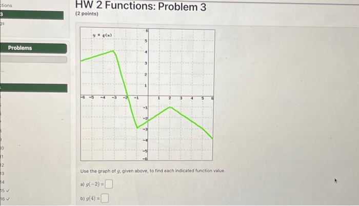 Solved HW 2 Functions: Problem 3 (2 points) Use the graph of | Chegg.com