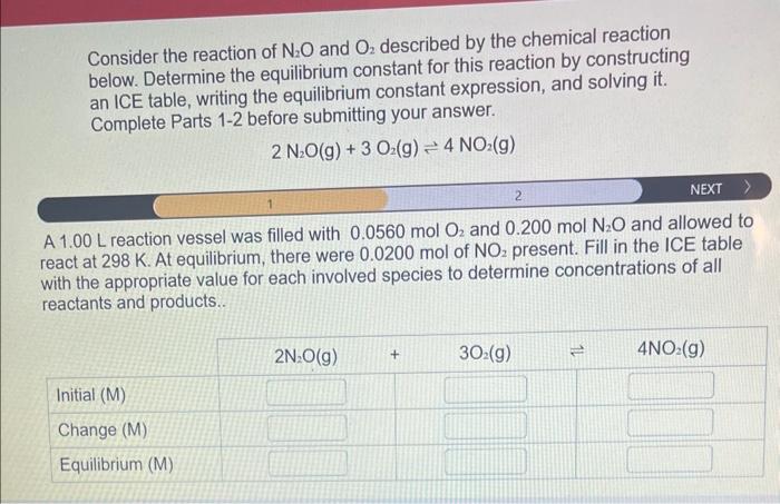 Solved Consider the reaction of N2O and O2 described by the | Chegg.com