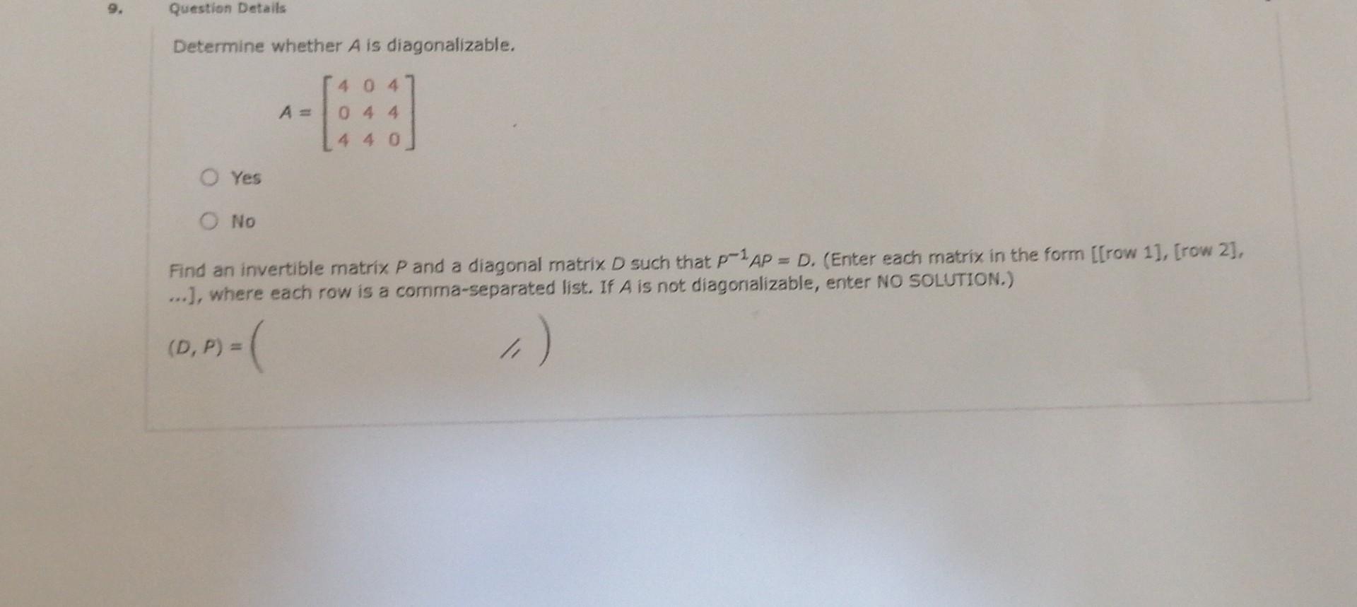 Determine whether A is diagonalizable. | Chegg.com