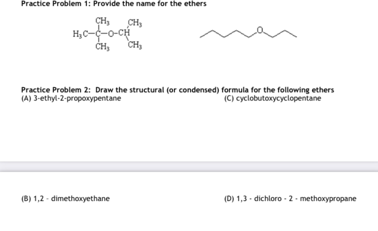 Solved Practice Problem 1: Provide the name for the | Chegg.com
