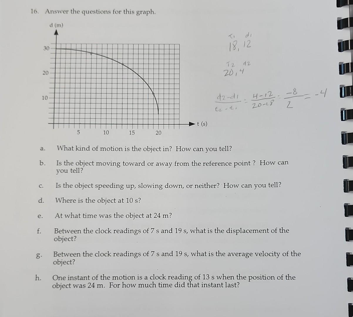 Solved 16. Answer the questions for this graph. | Chegg.com