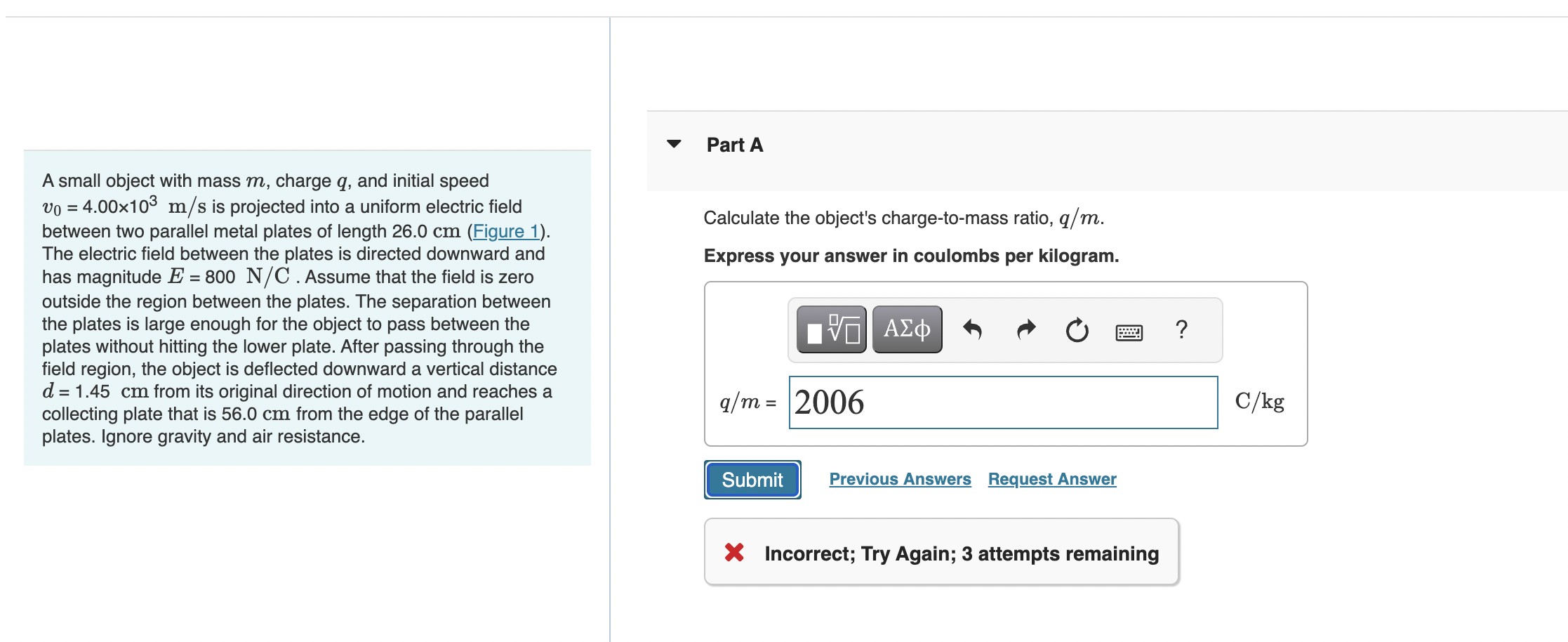 Solved A small object with mass m, ﻿charge q, ﻿and initial | Chegg.com