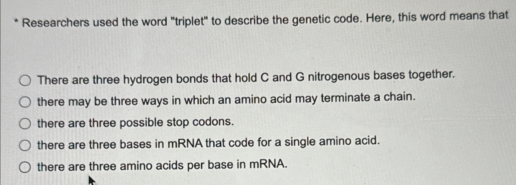 Solved "Researchers used the word "triplet" to describe the | Chegg.com