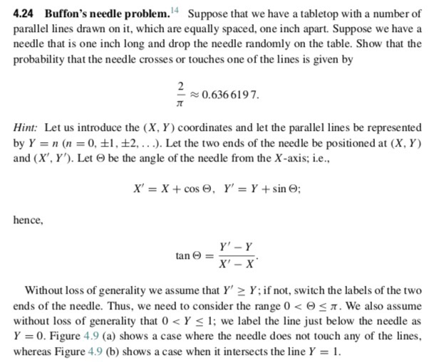 Solved 4.24 Buffon's needle problem.14 Suppose that we have | Chegg.com