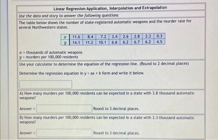 Solved Linear Regression Application, Interpolation and | Chegg.com