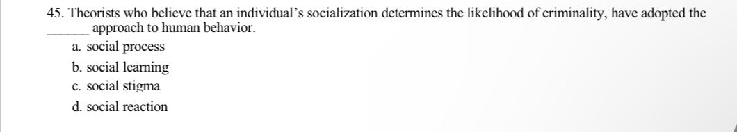 Solved Theorists who believe that an individual's | Chegg.com