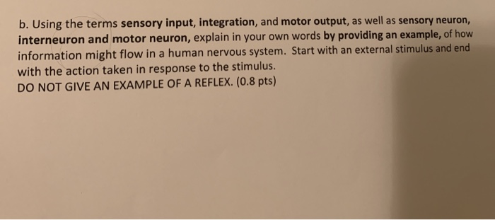 Solved b. Using the terms sensory input, integration, and | Chegg.com