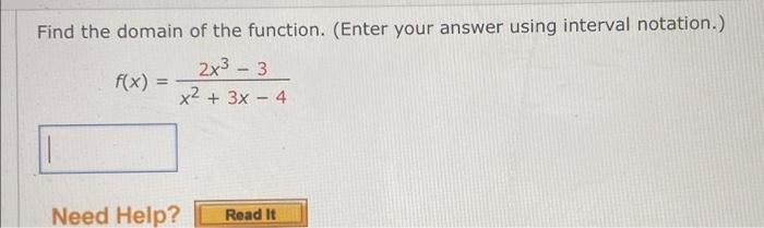 Solved Find the domain of the function. (Enter your answer | Chegg.com