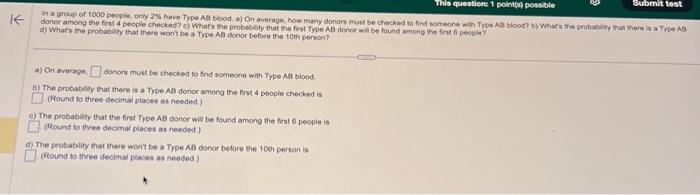 Solved donor among the first 4 people checked? c) Whafis the | Chegg.com