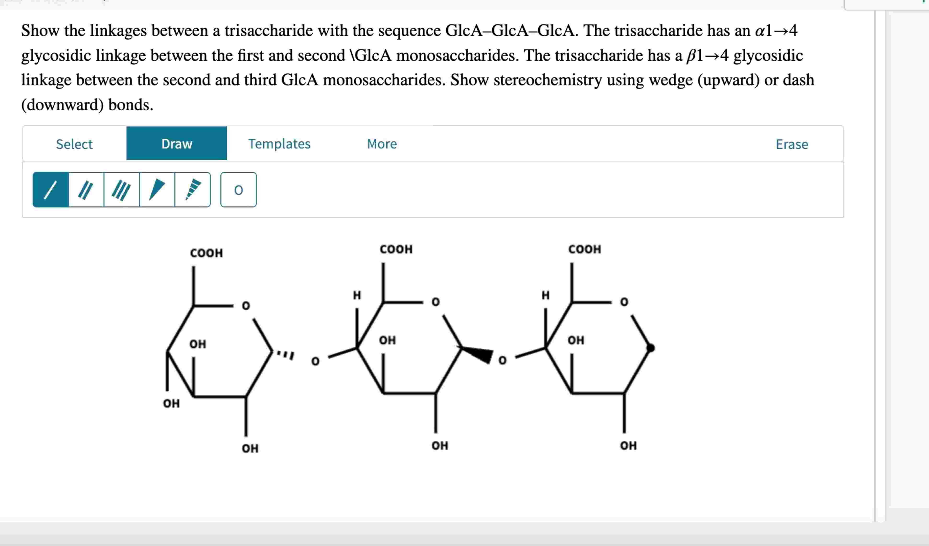 Solved Show the linkages between a trisaccharide with the | Chegg.com